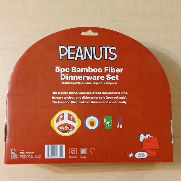 Peanuts | Dining | Peanuts Snoopy 5pc Bamboo Fiber Kids Dinnerware Set ...